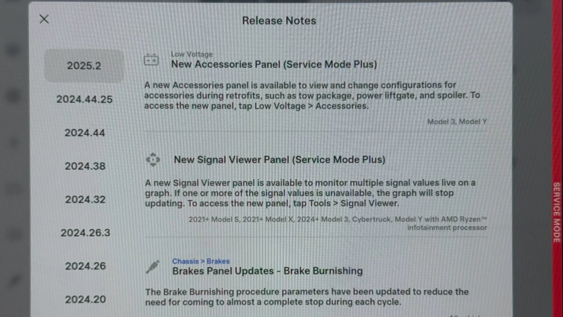 Tesla verbessert Service Mode und Service Mode+ mit Update 2025.2 ...